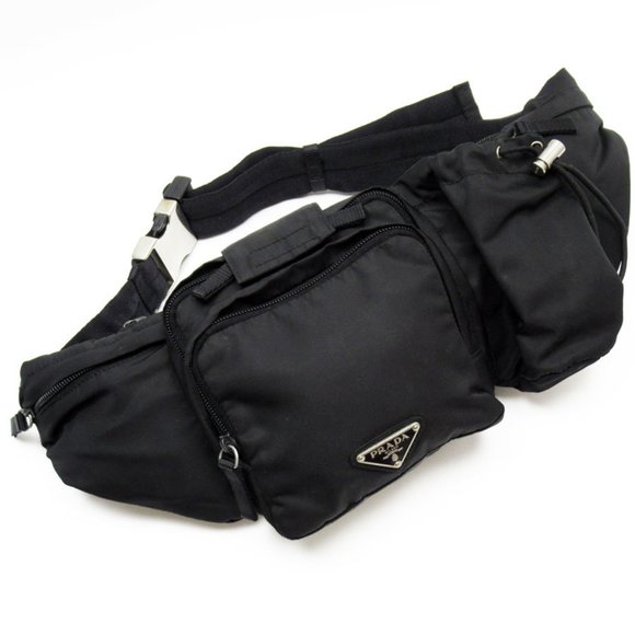 Prada | Bags | Prada Body Bag Nylon Black Silver Unisex | Poshmark